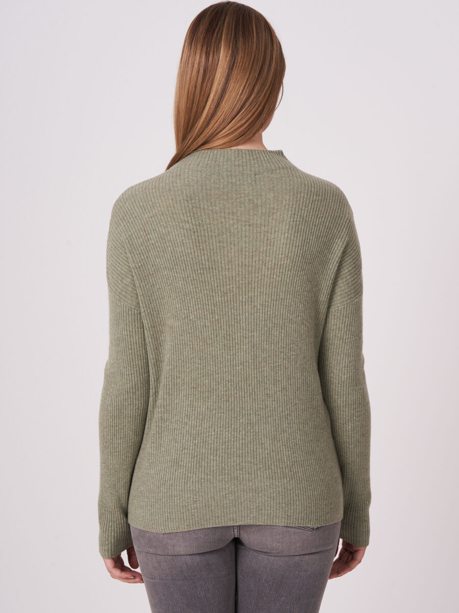 Cashmere wool blend sweater with different knit textures