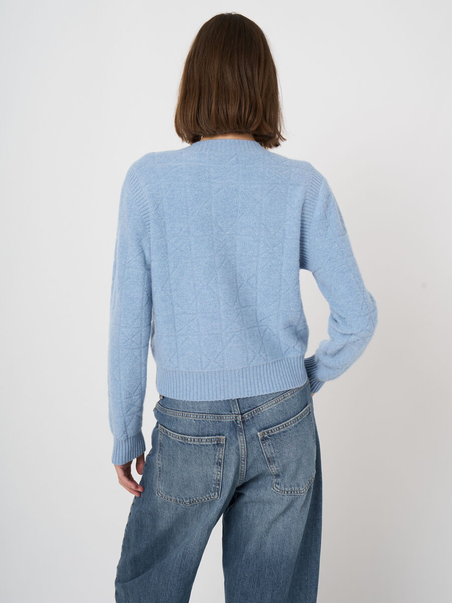 Spongy cashmere cardigan with logo buttons