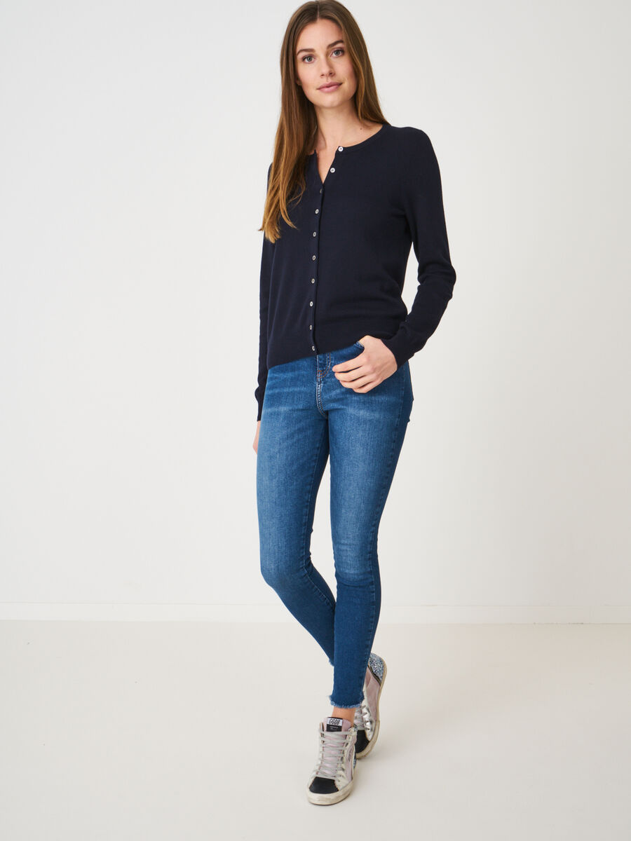 Basic Feinstrick-Strickjacke aus Baumwollmischung