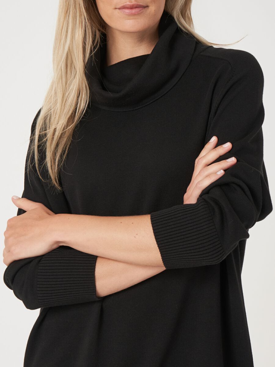 Longline fine knit turtleneck sweater