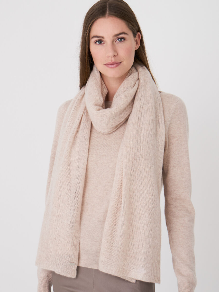 Women's Loose knit organic cashmere scarf with rib details | REPEAT ...