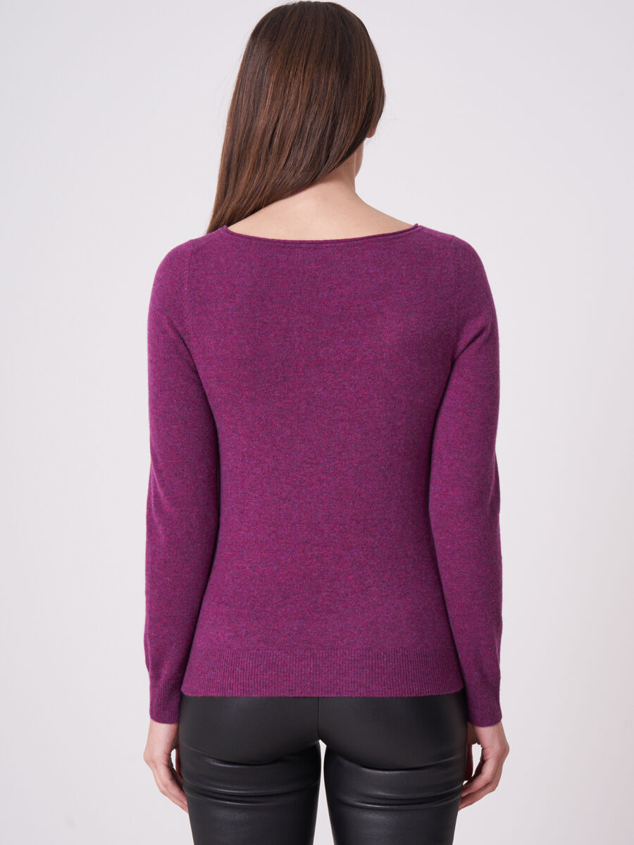 Basic fine knit organic cashmere boat neck sweater